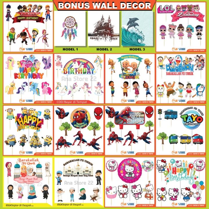 Topper Cake Karakter Happy Birthday Hiasan Karakter Kue Ulang Tahun ...