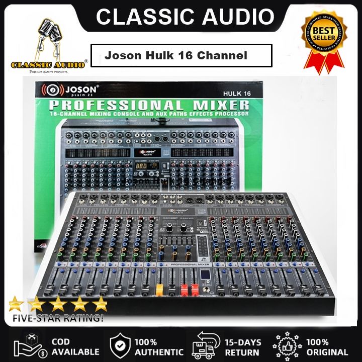 Joson Hulk 16 Channel Professional Powered Audio Mixer with 48+v ...