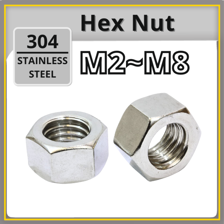 Hex Nut DIN934 | SUS 304 Stainless Steel Grade A2-70 | M2 M2.5 M3 M3.5 ...