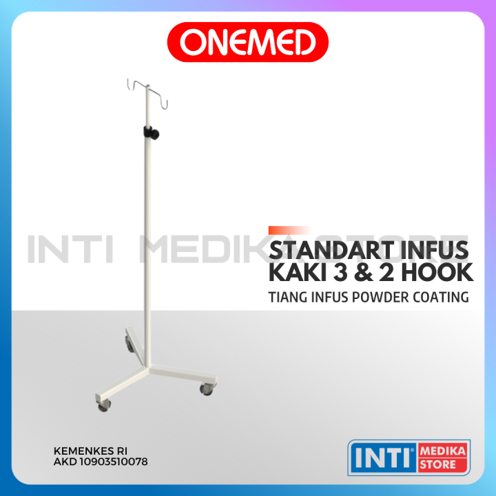 ONEMED - Tiang Infus Powder Coating | Standar Kaki 3 & 2 Hook Indomed ...