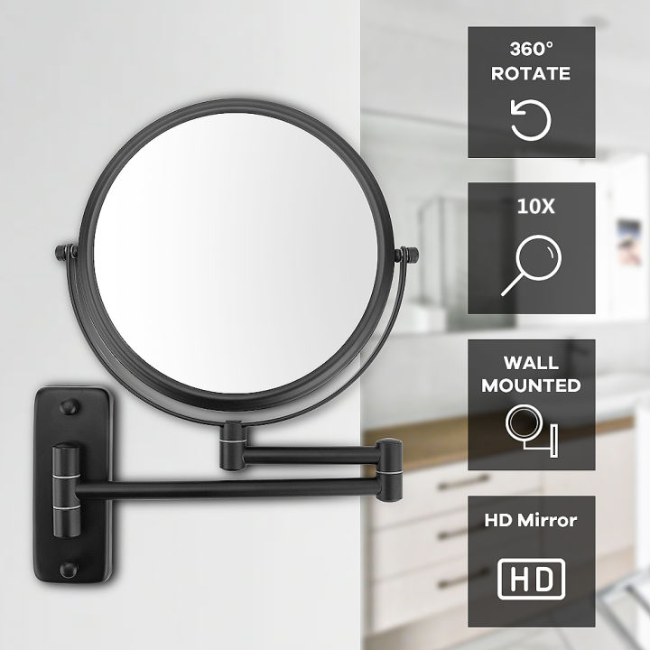 Wall Mounted Makeup Vanity Mirror, 20cm Adjustable Double Sided 1X/3X ...