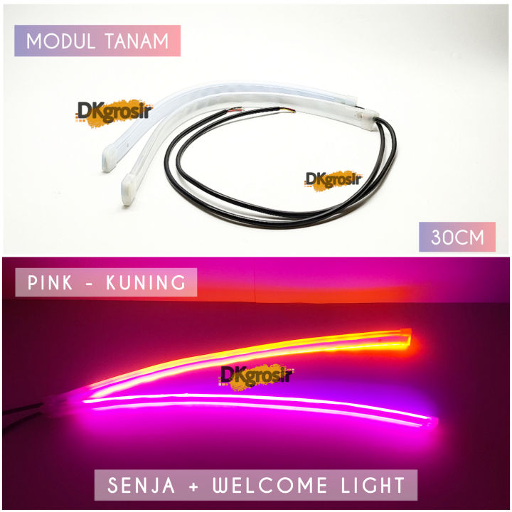 NEW SEPASANG LED DRL Alis Slim PINK 30CM SENJA PINK + WELCOME LED ...