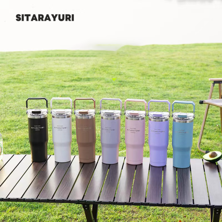 sitarayuriแก้วน้ำสแตนเลสหูจับ ถือง่ายพกพาสะดวก ใส่ได้ทั้งน้ำร้อนและน้ำเย็นมีหลอดดูดน้ำในตัว ล้าง ...