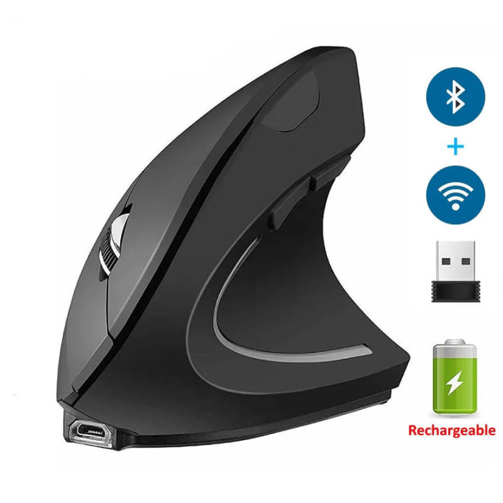 Bluetooth Vertical Ergonomic Gaming Mouse Wireless Rechargeable Gamer ...