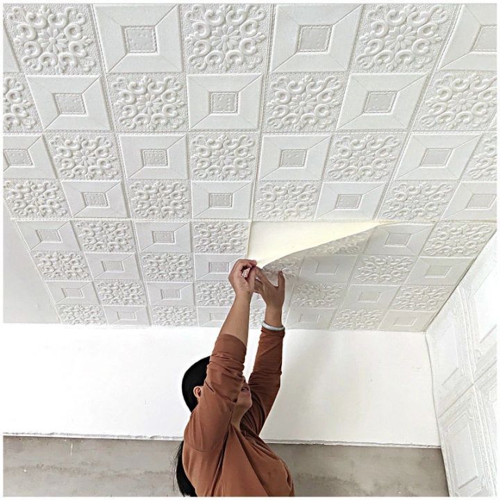 35*35cm Self-Adhesive 3D Ceiling Wall Stickers Roof Decor Waterproof ...