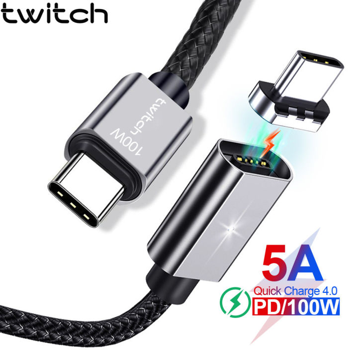 Twitch 5A Magnetic USB Type C To USB C Cable For MacBook Pro 100W PD ...