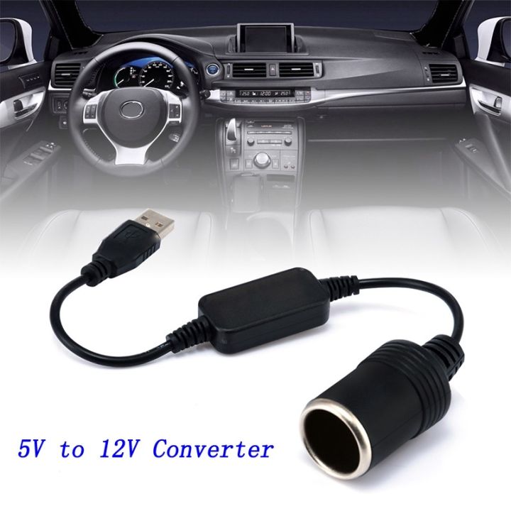 MJL Car Cigarette Lighter Socket USB 5V To 12V Converter Adapter Wired Controller Plug Connector ...