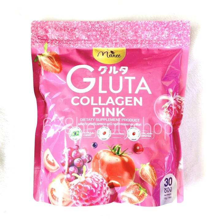 Manee Gluta Collagen Pink มณี กลูต้า คอลลาเจน พิ้งค์ (1ห่อ บรรจุ 30 ซอง ...
