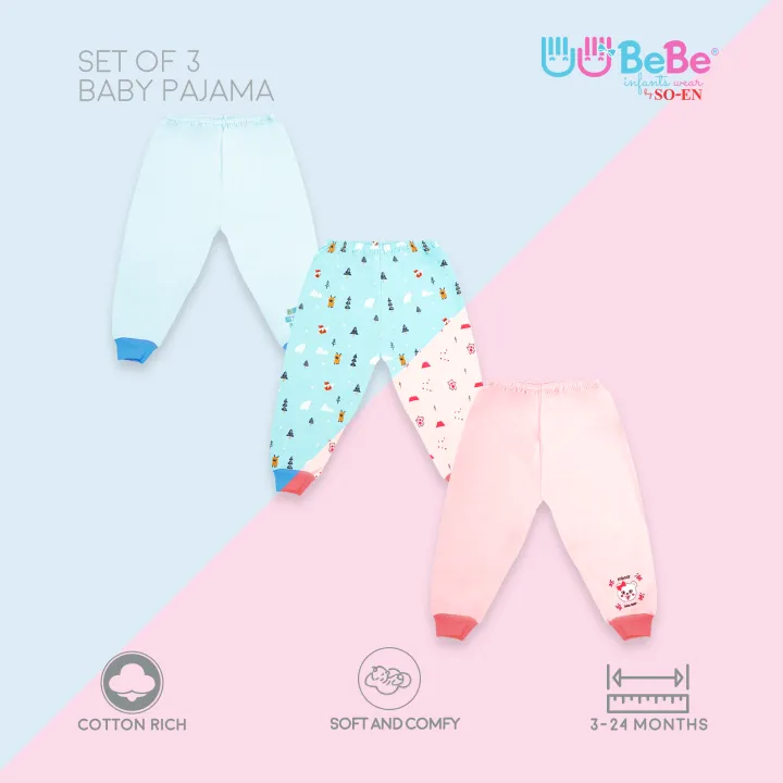 BeBe By SO-EN Baby 3 in 1 Winter Forest Collection Cotton Rich Pajamas ...