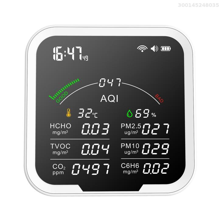 Portable Air Quality Meter HCHO/TVOC/CO2/PM2.5/PM10/AQI/C6H6 ...
