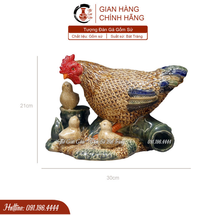 Tượng Đàn Gà Gốm Sứ Bát Tràng - Tiểu Cảnh Gà Trống Nuôi Con | Lazada.vn
