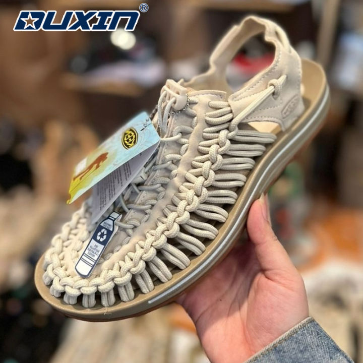 DUXIN 2024 KEEN แฟชั่นผู้หญิงถักรองเท้าแตะผู้ชายและผู้หญิงรองเท้าลำลอง ...