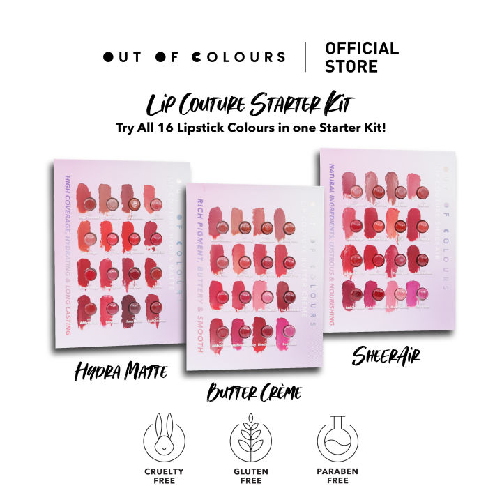 OUT OF COLOURS Lipstick Starter Kit (Sheerair / Hydra Matte / Butter ...