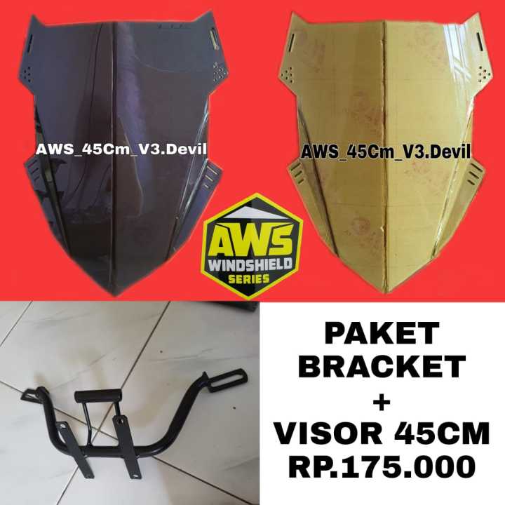 PAKET Bracket dudukan Visor PLuS Visornya AWS V3 45cm devil | Lazada ...