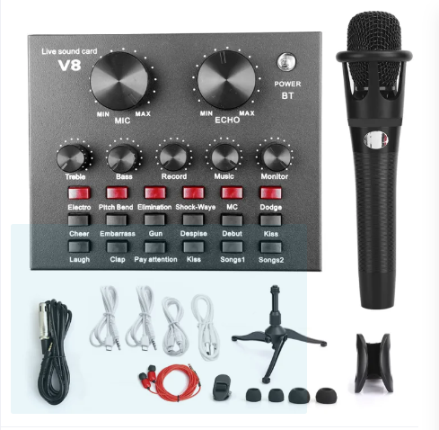 Letsview 6-in-1 V8 Sound Card Set Studio Series Microphone Condenser ...