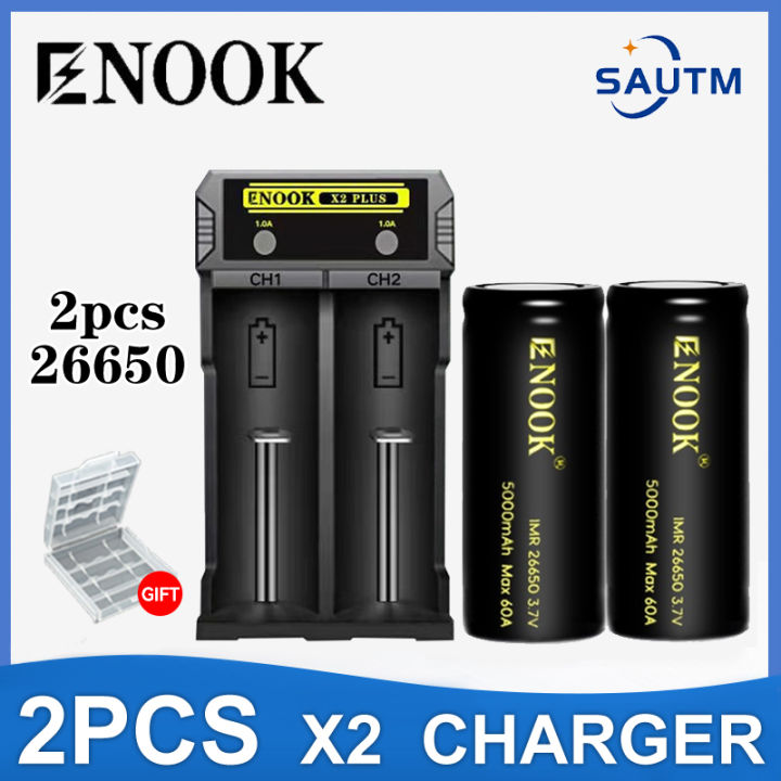 （Ready Stock）Enook 26650 rechargeable Li-ion 5000mAh 60A 3.7V battery ...
