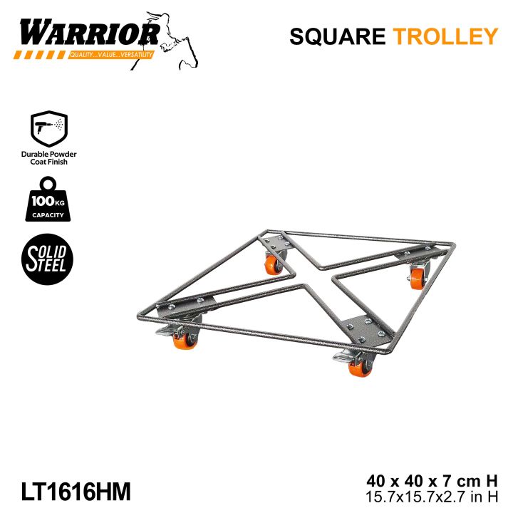 Square Trolley with safety locking wheel Solid Steel 40x40cm x 7cm H (100kgs) Heavy Duty | Lazada PH