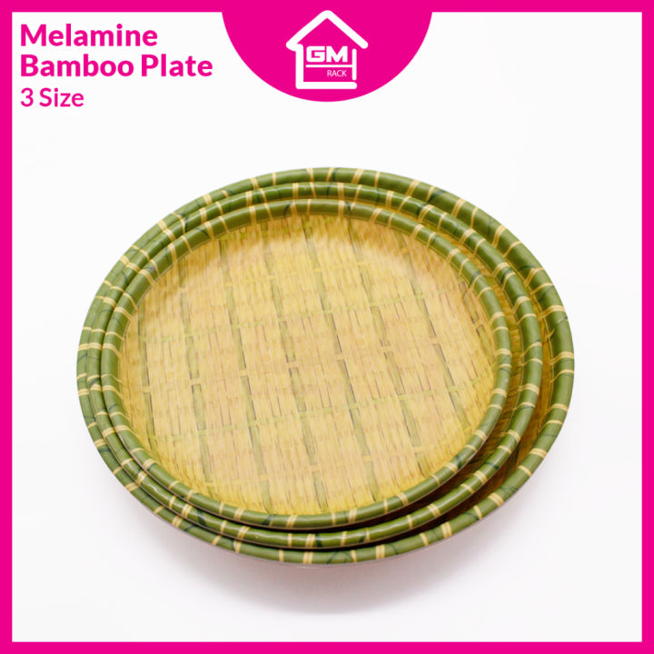 [GMRACK] MELAMINE BAMBOO ROUND PLATE 3 SIZE PINGGAN PLASTIK CORAK BULUH ...