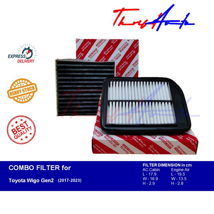 COMBO Filters (Charcoal Aircon & Engine) for Toyota Wigo Gen2 (2017 ...