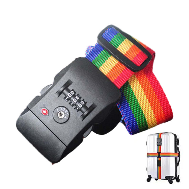 TSA Luggage Cross Straps With Customs Lock Baggage Belt Travel Rainbow ...