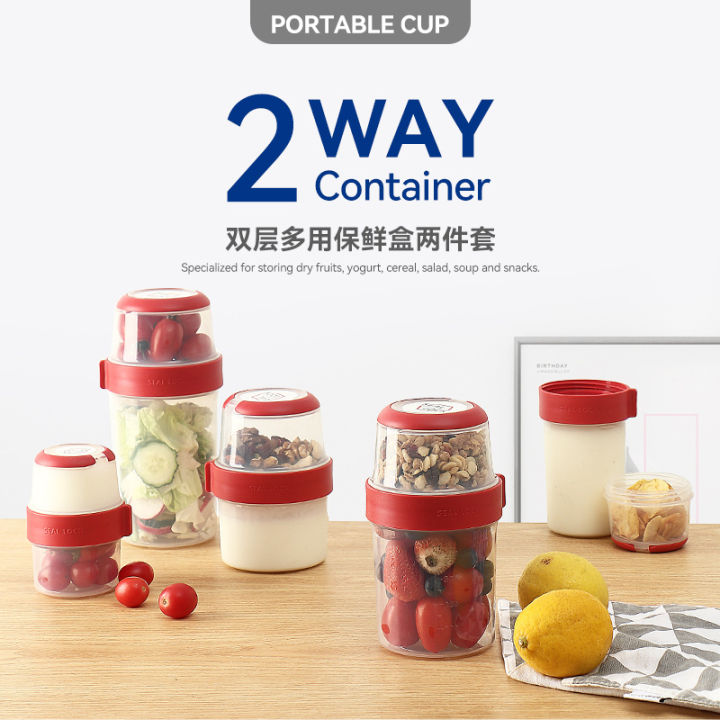 THE 7 DWARVES On the Go Cup Overnight Oats Double Layer Container Jar ...