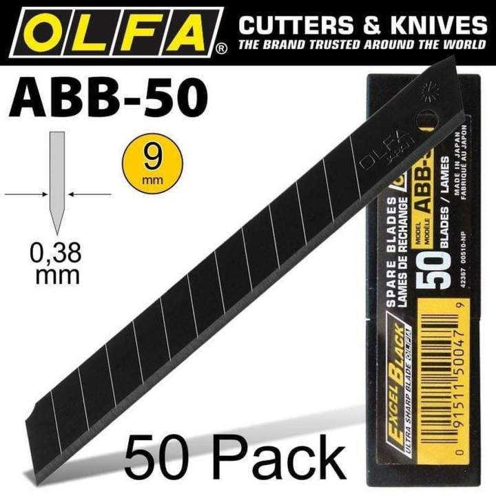 OLFA ABB-50 9mm Ultra Sharp Black Blade, 50-Pack for SVR-1 cutter | Lazada PH