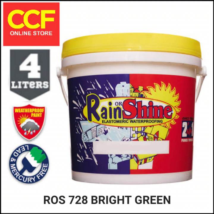 Rain or Shine Elastomeric House Latex Waterproofing Paint Bright Green ...