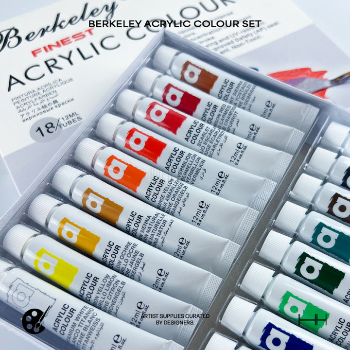 Berkeley Acrylic Paint Set, (12s, 18s, 24s) Colors, 12ml Tube | Lazada PH