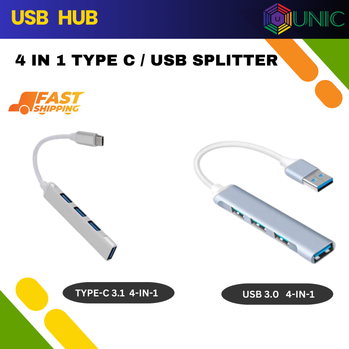 4 in 1 Splitter USB Hub 3.0 5Gbps 4 Ports USB Adapter Type-C Splitter ...