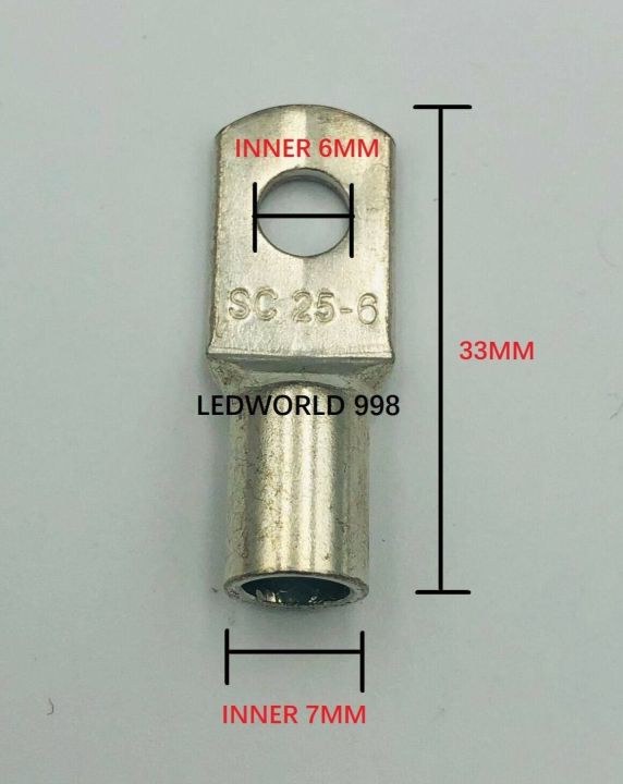 SC Series Tinned Copper Brass CABLE LUG Wire Connector Battery Terminal ...