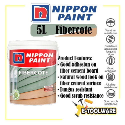 5L Nippon Paint Fibercote / Cat Fascia Fiber Papan Simen | Lazada