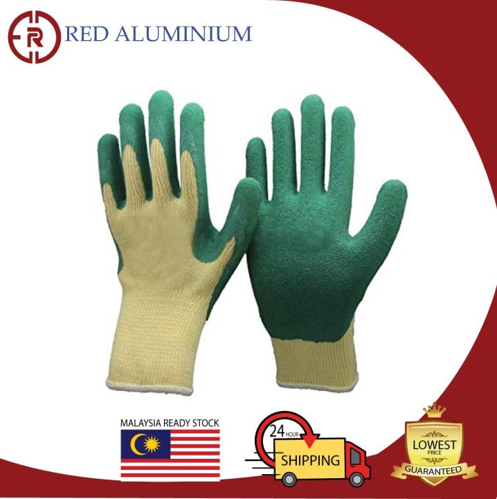 Multipurpose rubber glass and cotton knitted glove sarung tangan getah ...