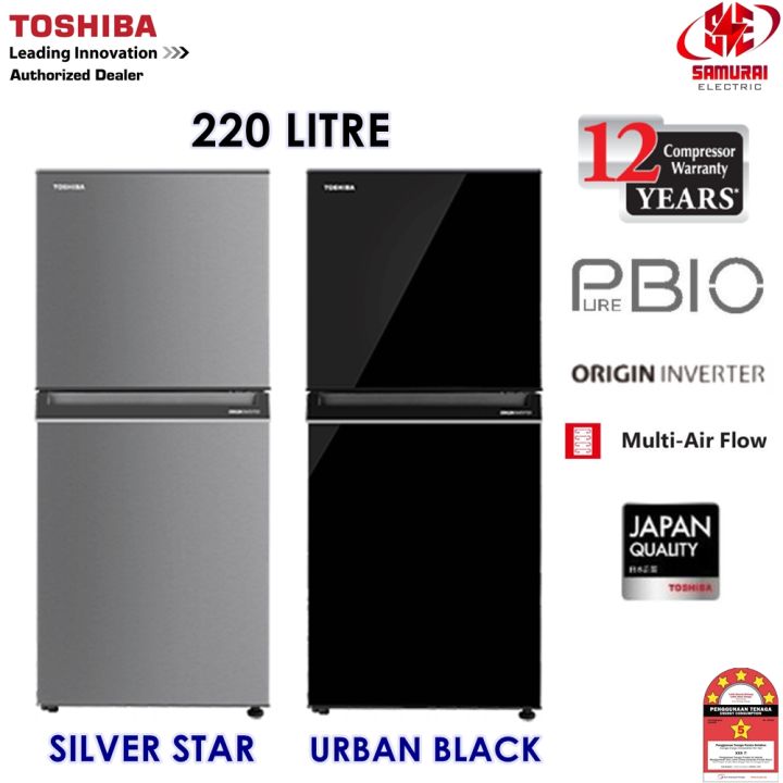 TOSHIBA 2 DOOR INVERTER FRIDGE 220 LITRE GRRT230WEPMY(SS) SILVER STAR ...