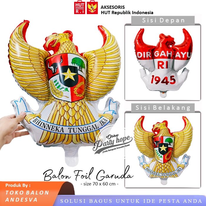 Balon Foil Garuda Merah Putih / Balon Burung Garuda Dirgahayu RI ...