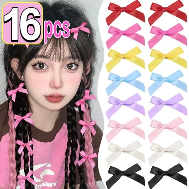 16pcs Silk Ribbon Bowknot Hair Clip Fashion Sweet Ballet Cute Girl ...