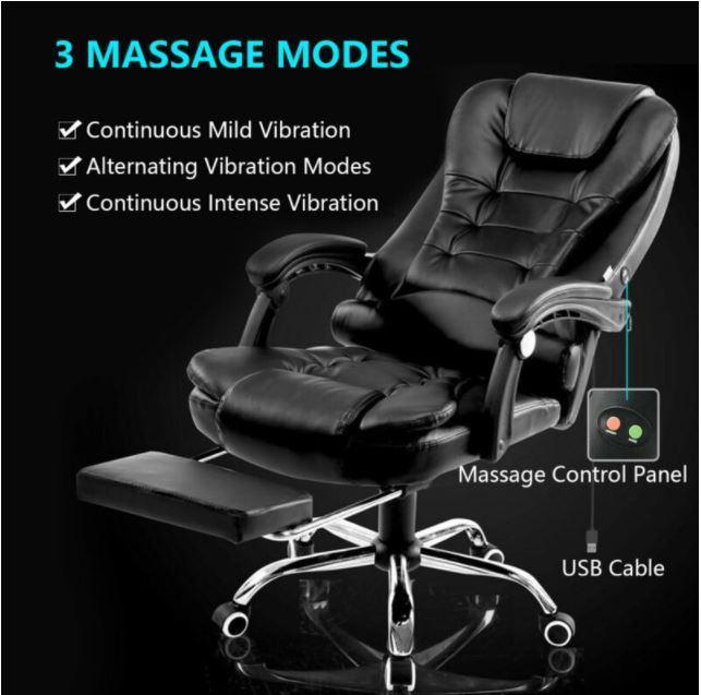 Luxury Massage Computer Chair Office Gaming Swivel Recliner Leather ...