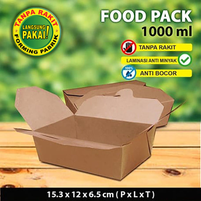 Box Pail - Food Pack - Food Pak | KRAFT COKLAT 1000 ml (50 pcs ...