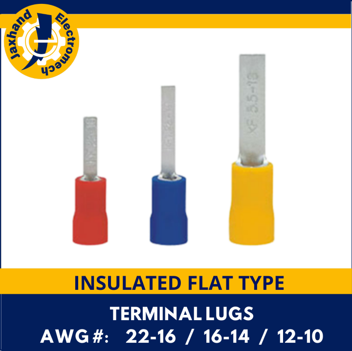 Insulated Flat Terminal Lugs AWG #22 to #10, 100PCS per pack | Lazada PH