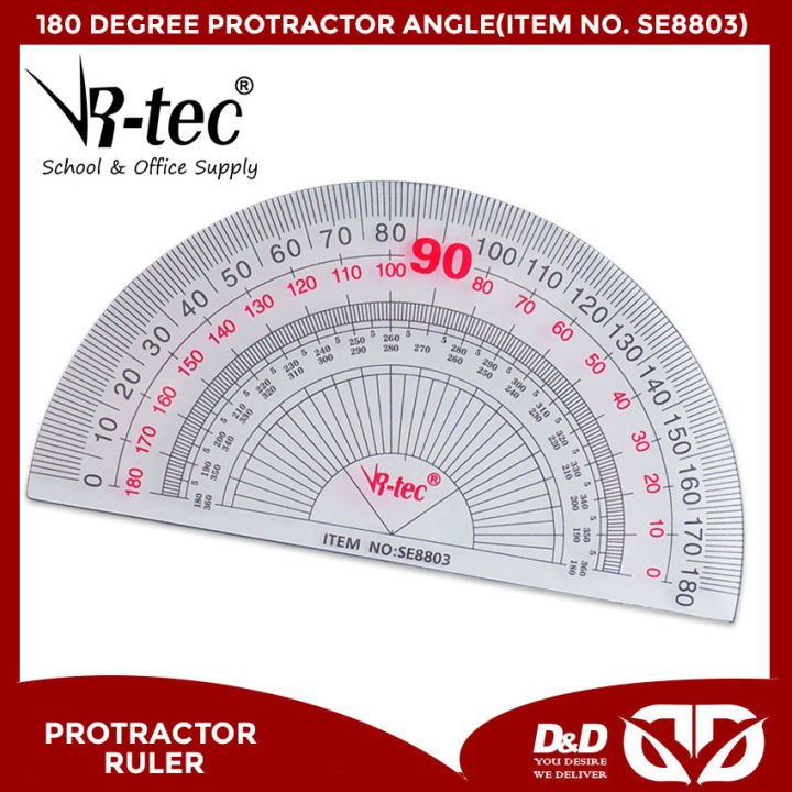 D&D R-tec SE8803 Clear 180 Degree Protractor Angle Measurement Rulers ...