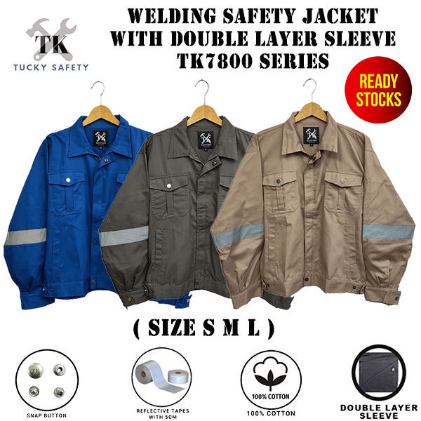 TK WELDING SAFETY JACKET WITH DOUBLE LAYER SLEEVE / BAJU KERJA WELDER ...