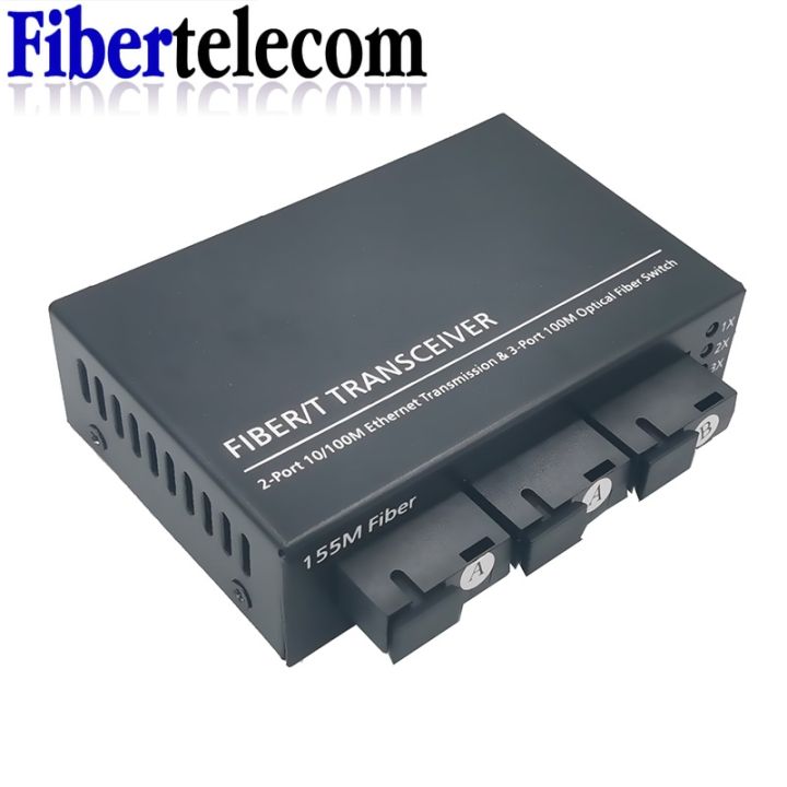 Ethernet Switch Fiber Optical Media Converter Single Mode 2 RJ45 and 3 ...