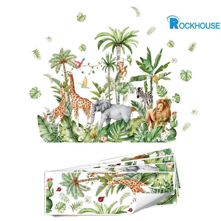 【BYPL】 Wild Animal Wall Stickers 4Pcs Set to Brighten Up Kids Rooms and ...