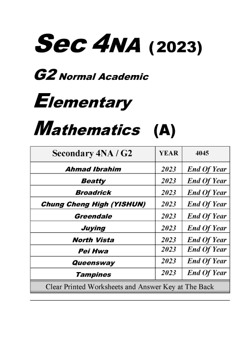 Secondary 4 Normal Academic School Exam Paper | Lazada Singapore
