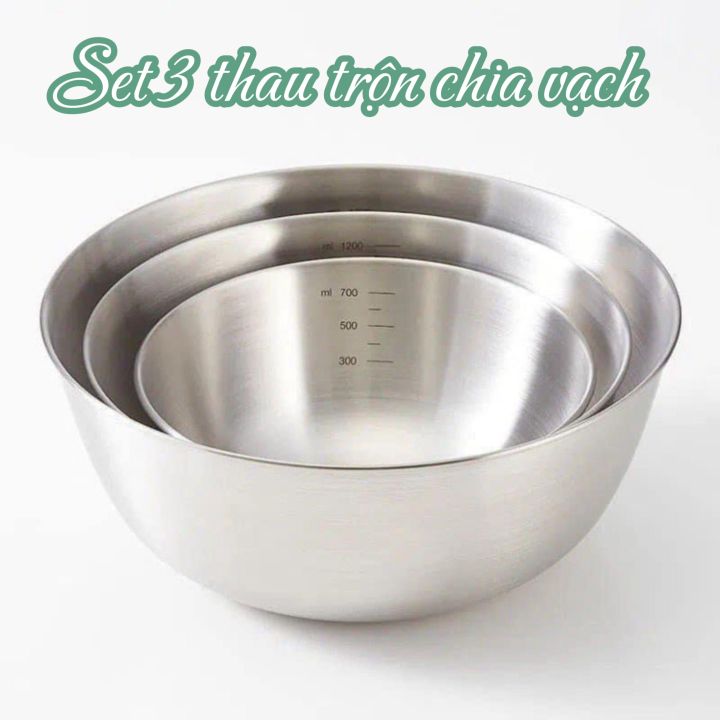 Combo 3 Thau inox Chậu Inox 304 - Âu Inox 304 Hàng Cao Cấp Nhập Khẩu Trực Tiếp Dày Dặn Đẹp ...