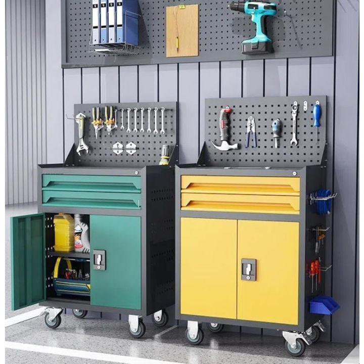 Auto repair tool cart drawer hardware with wheels, manual push box, low ...