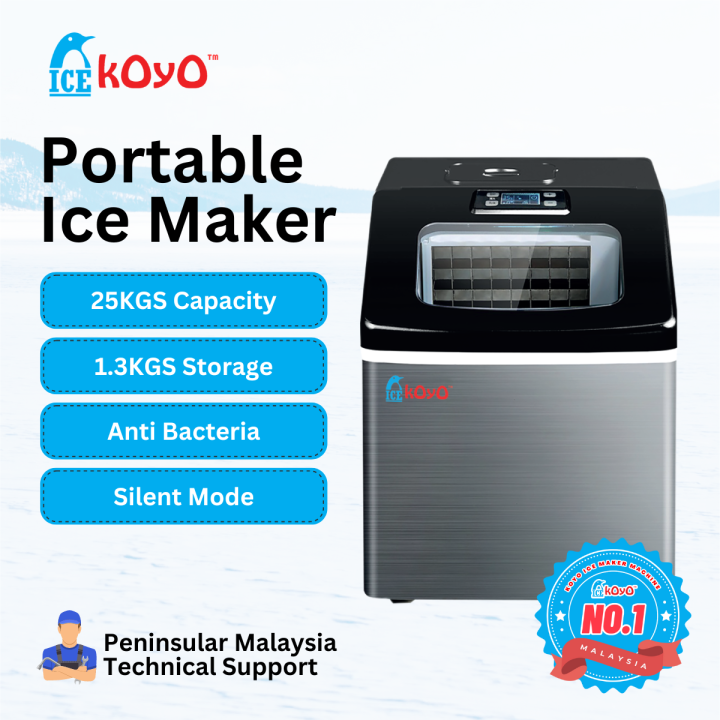KOYO Portable Ice Maker K-25 // Capacity 25kg per day & 1.3kg Storage ...