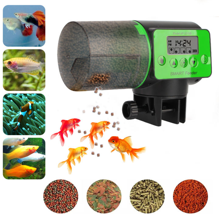 LCD Display Automatic Fish Feeder Aquarium 2 in 1 Manual and Smart ...