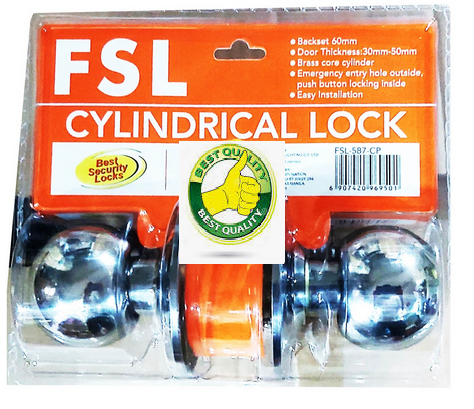 FSL Cylindrical Lockset Elegant Door Knob Chrome Doorknob lock set ...