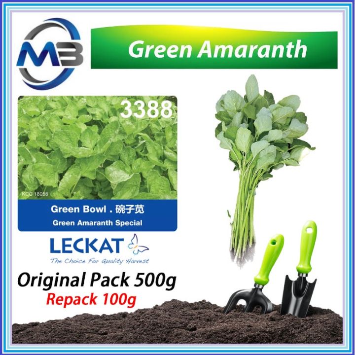 100g/500g LECKAT 3388 Bayam Hijau Daun Bulat Biji Benih / Green Bowl ...