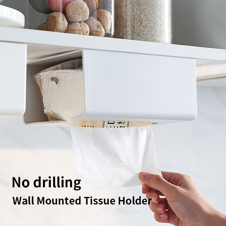 Multiple-uses Wall Mounted Tissue Holder Box Self Adhesive Punch-free ...